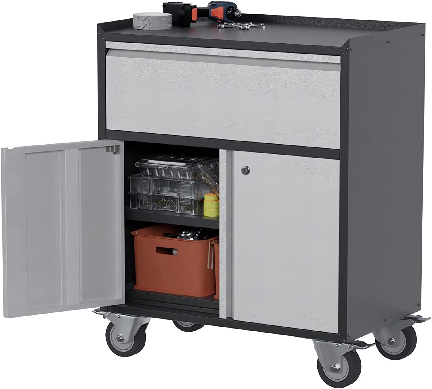 DXYKOPA Tool Storage Garage Cabinet with Wheels 3 Drawer Tool Chest ...