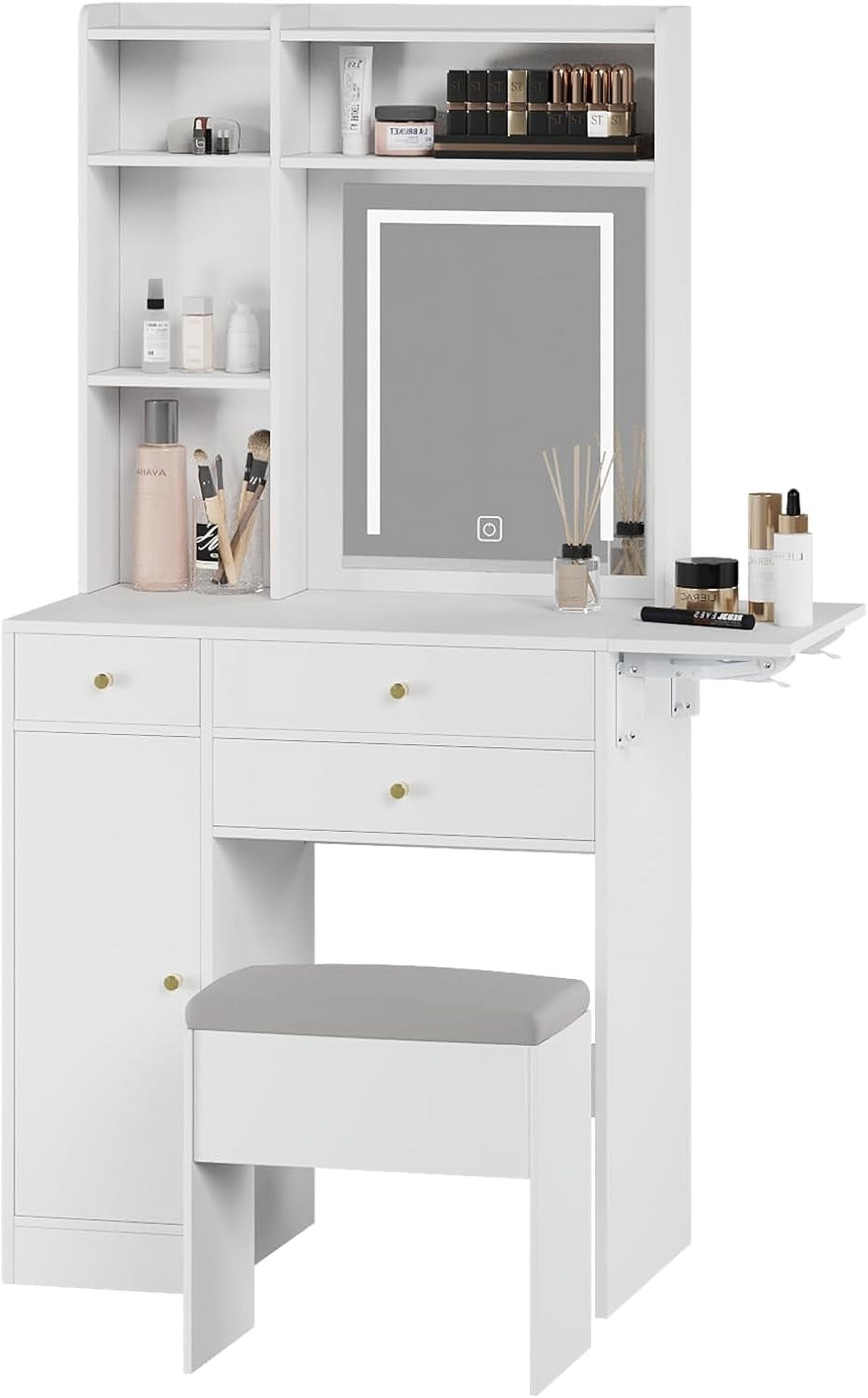DXYKOPA Vanity with Mirror and Lights Black Vanity Set with Storage ...