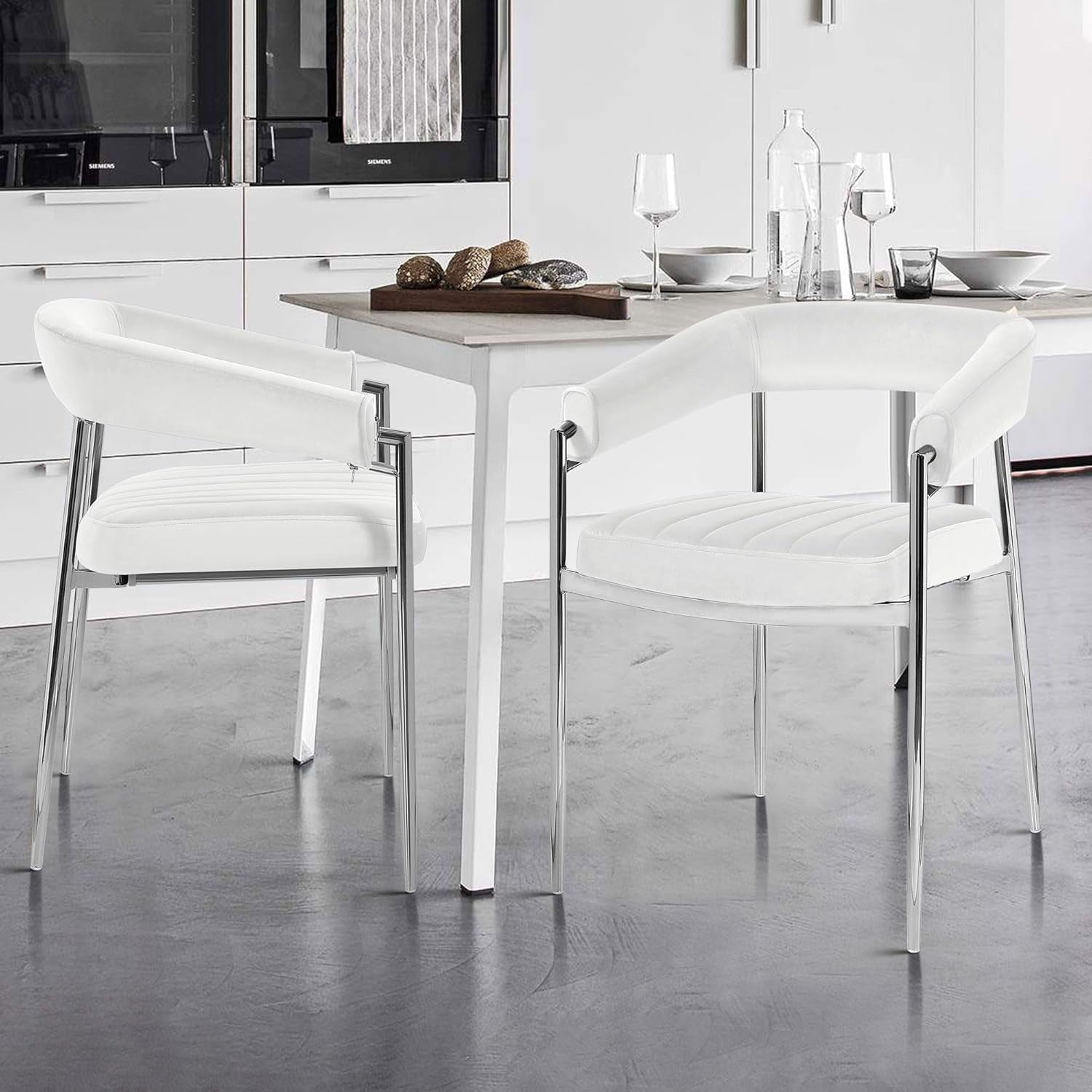 DXYKOPA Velvet Dining Chair Dining Room Chairs with Arms and U-Shape ...