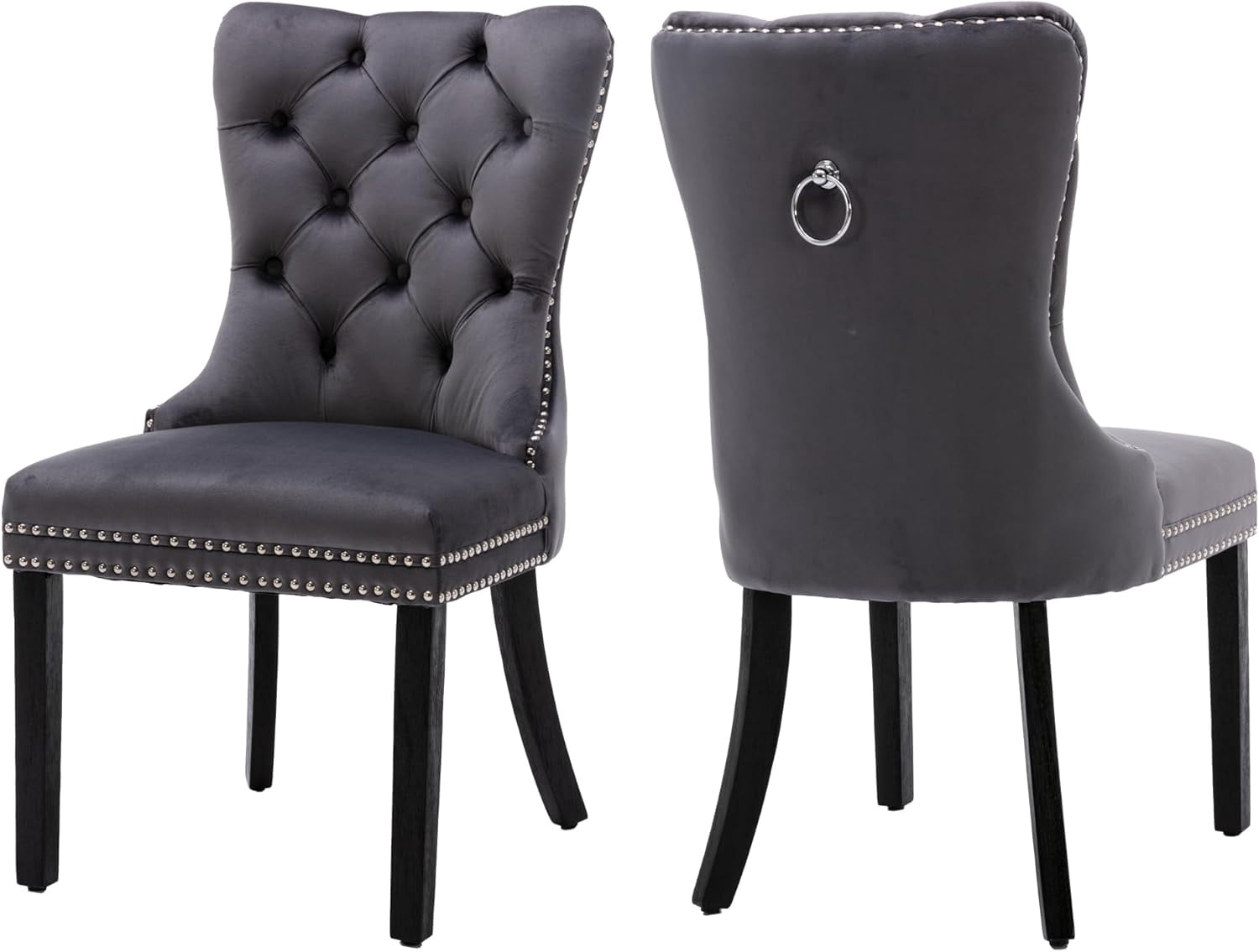 DXYKOPA Velvet Dining Chairs Upholstered Tufted Dining Chairs with ...