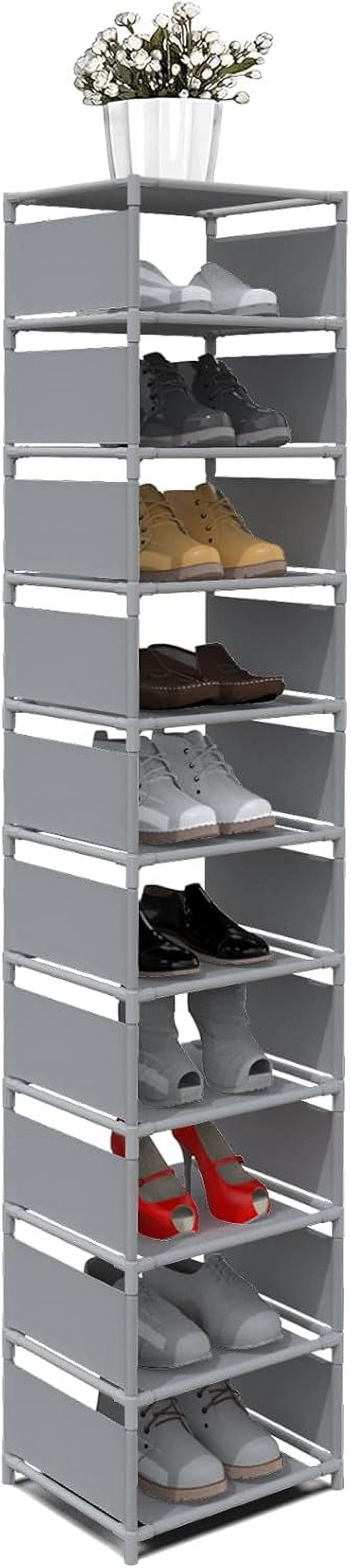 DXYKOPA Vertical Narrow Tall Shoe Rack for Front Door Entrance 10 Tiers ...