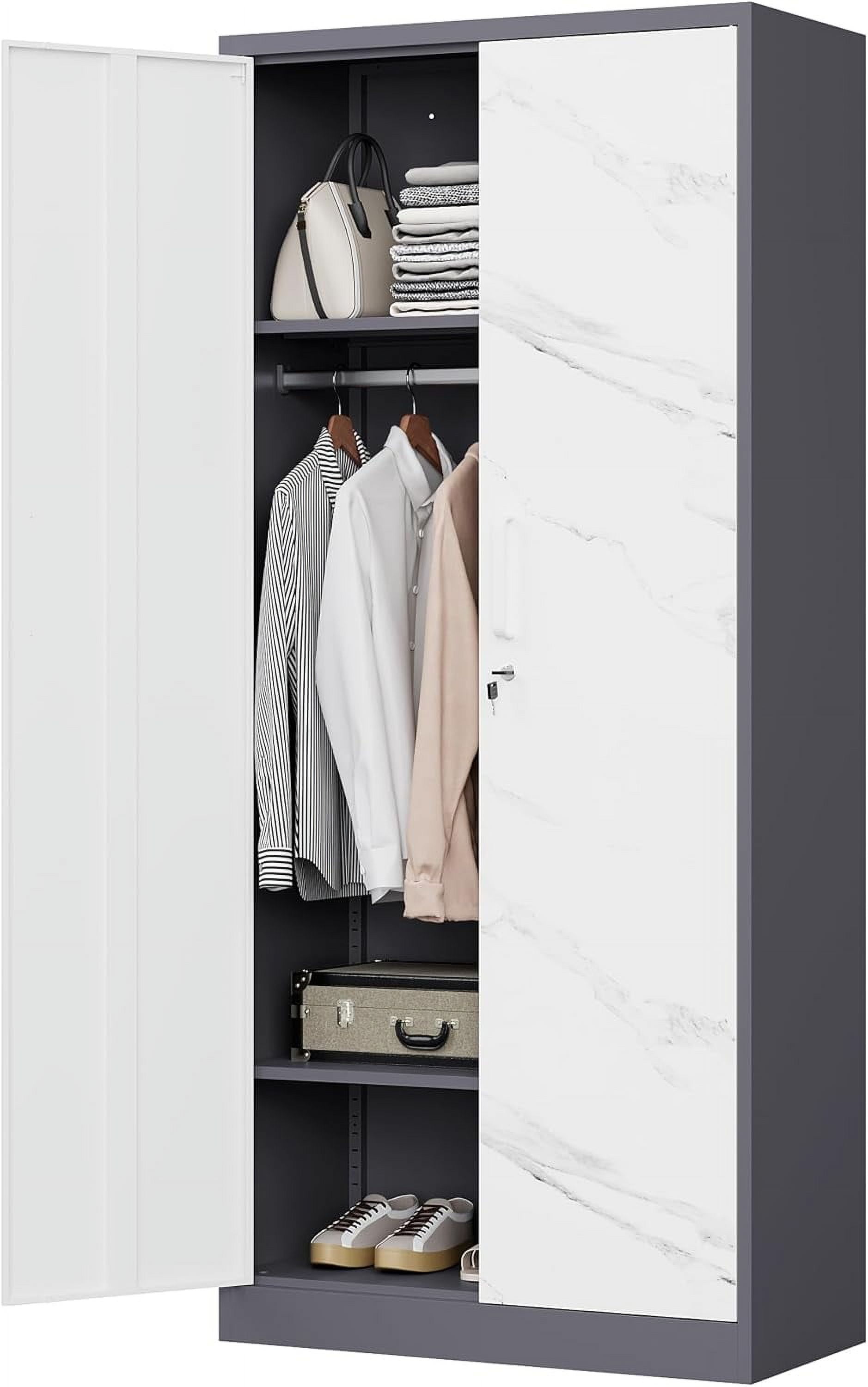 DXYKOPA Wardrobe Closet with 2 Doors 72" Metal Clothing Storage ...