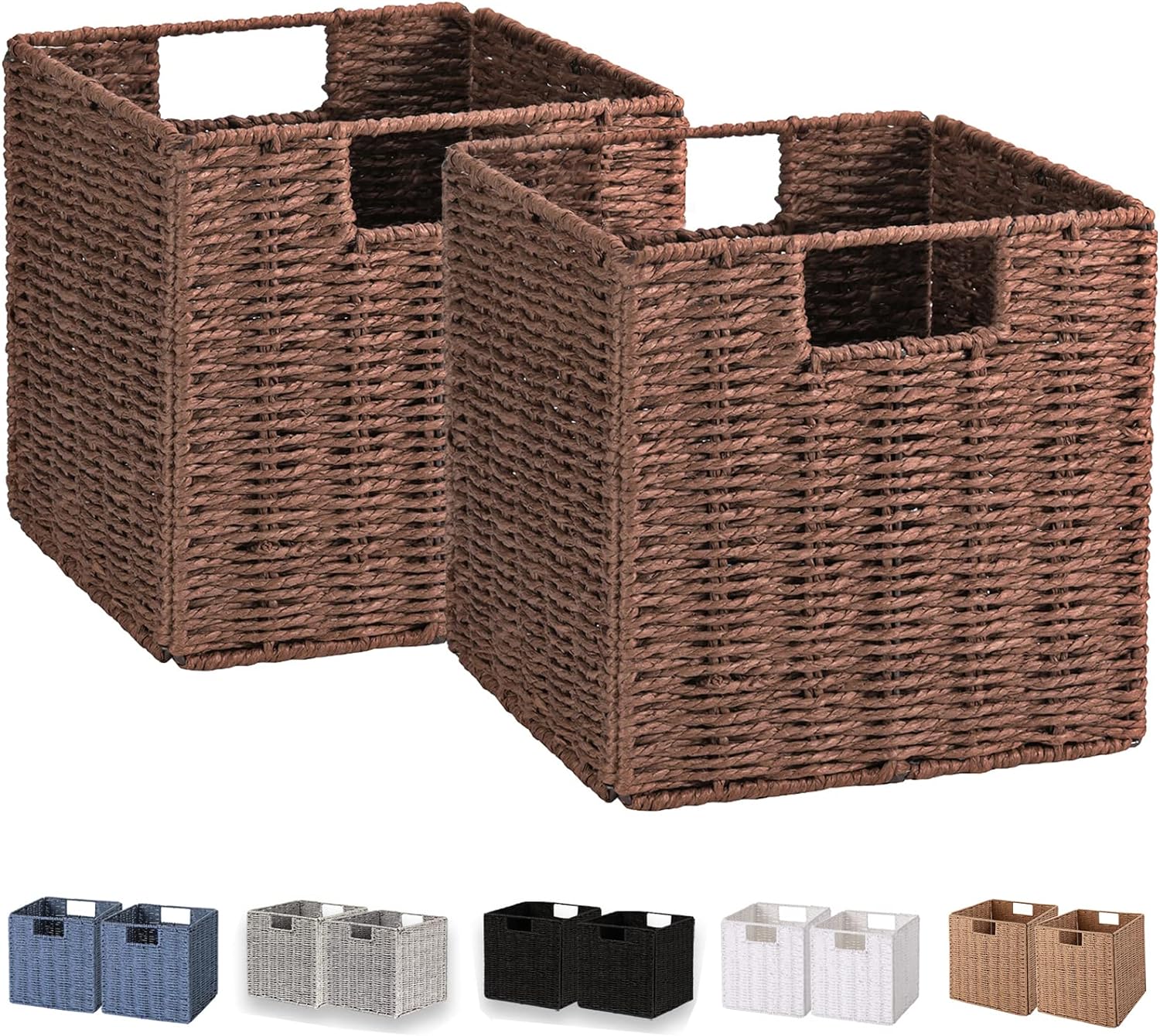 DXYKOPA Wicker Basket Woven Storage Baskets for Shelves Foldable Cube ...