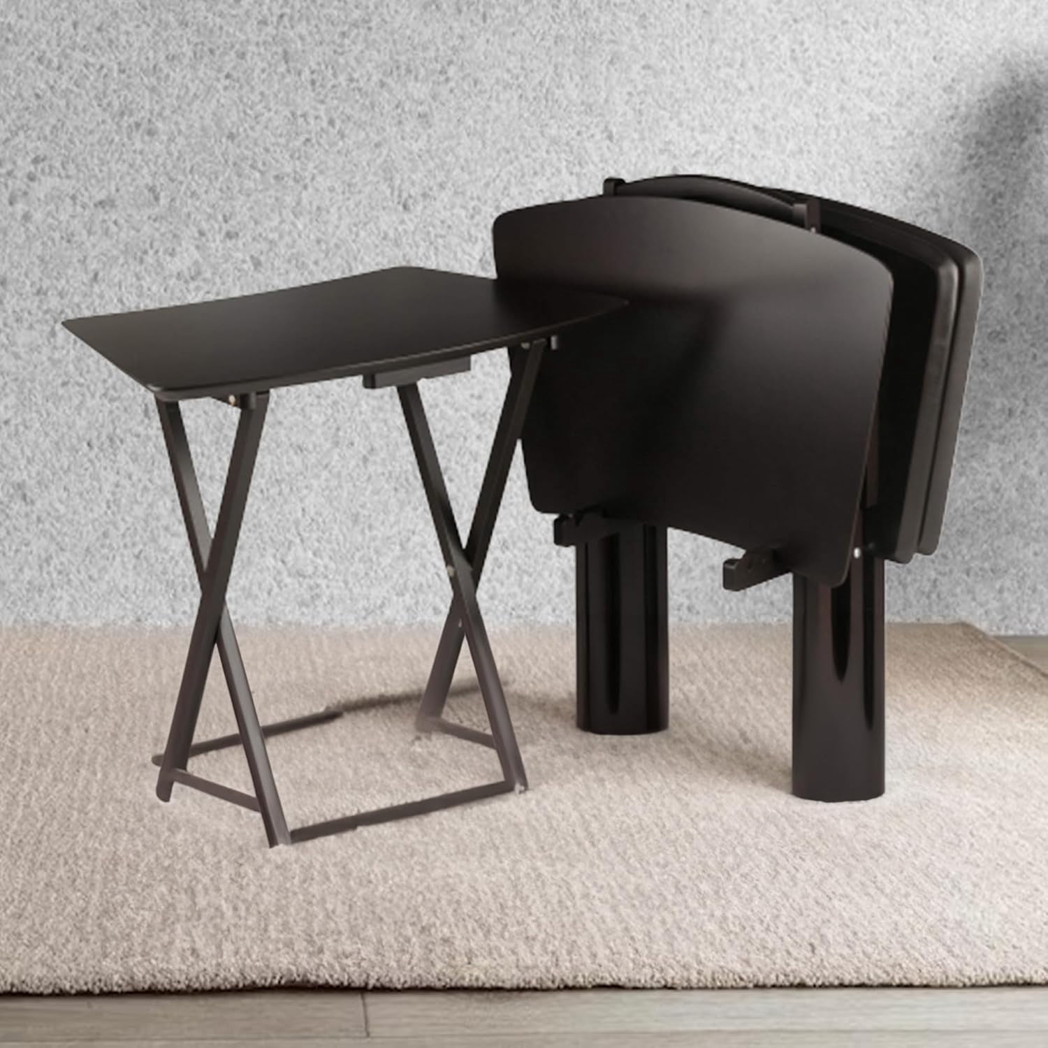 DXYKOPA Wood Dylan 5-Piece Oversize Snack Table Set (Walnut Finish ...