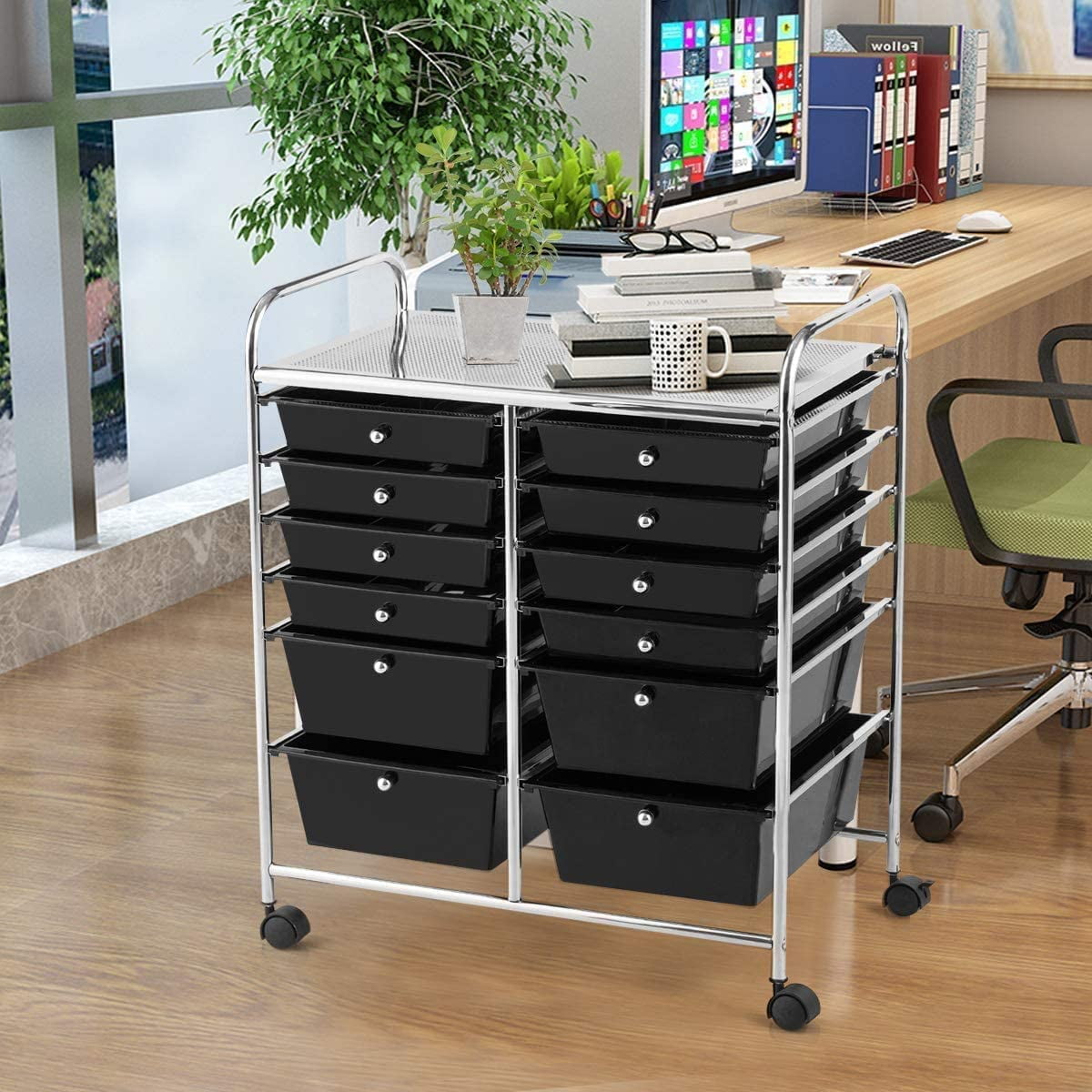 dxynlzq 12-Drawer Rolling Storage Cart 12 Drawer Organizer Trolley ...