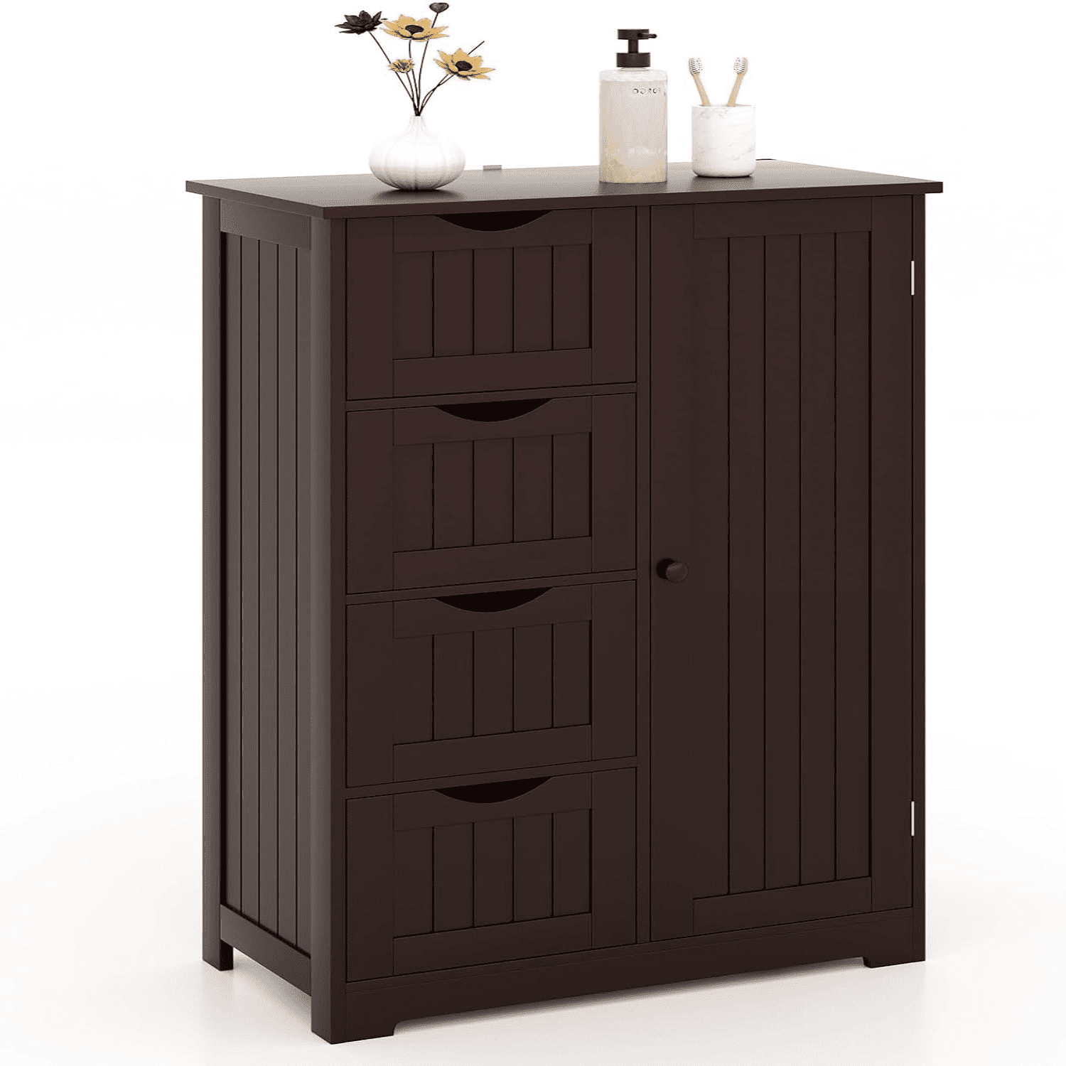 DXYNLZQ Bathroom Storage Cabinet Wooden Floor Cabinet with 4 Drawers ...