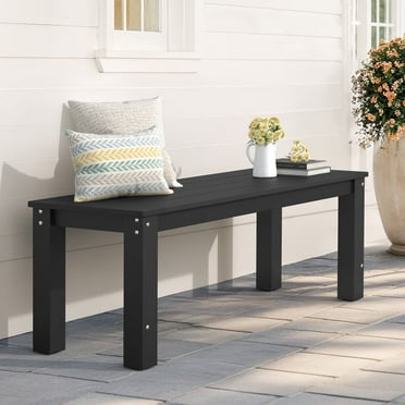 WestinTrends Ashore Outdoor HDPE 48" Modern Backless Patio Bench, Black ...