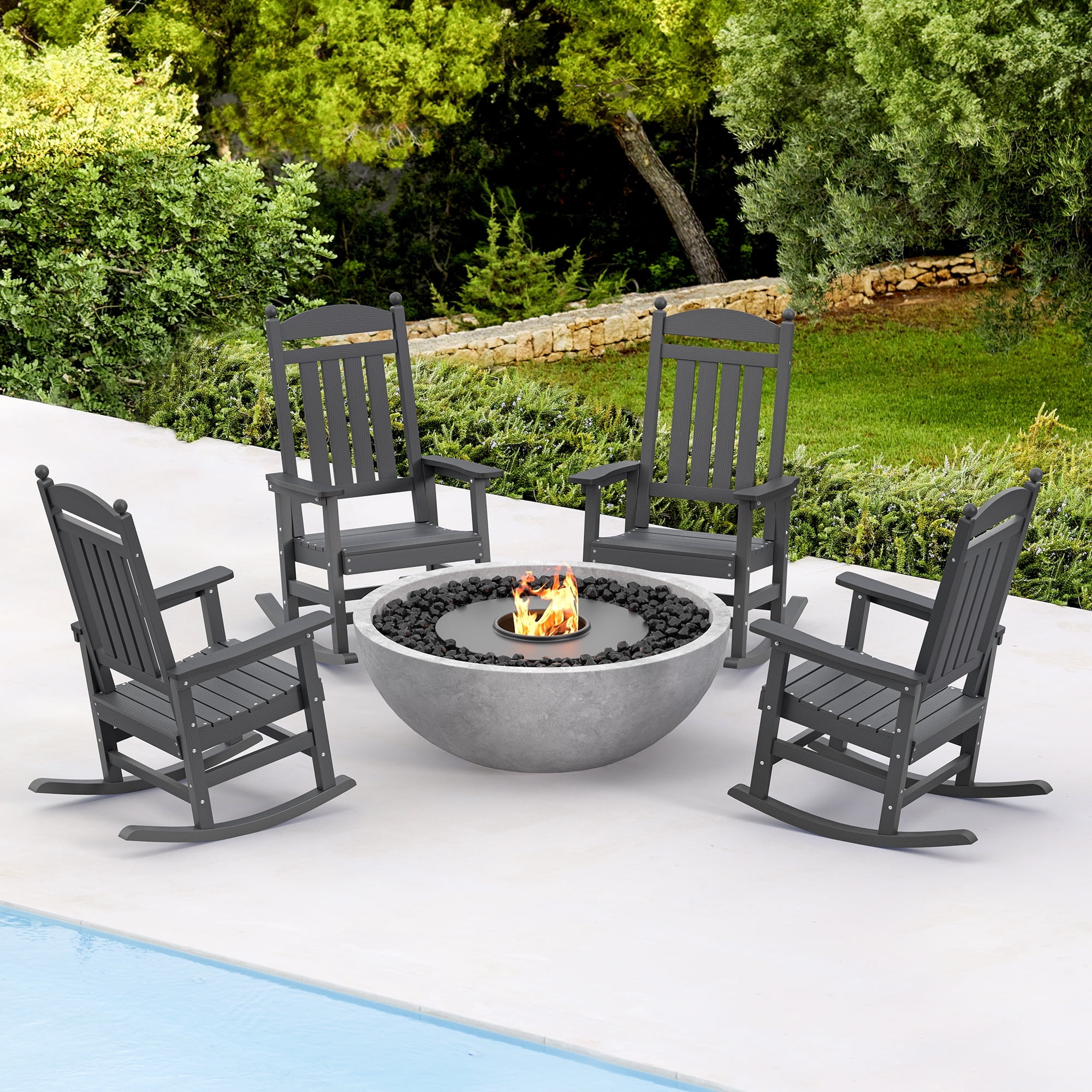Dycanpo Outdoor Rocking Chairs Set of 4,for Backyard/Patio/Garden,HDPS ...