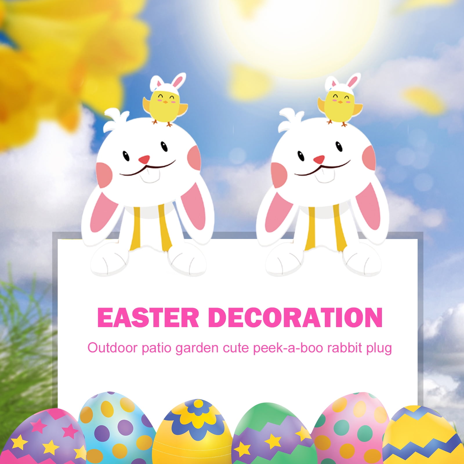 DYEXPRESS Easter Decoration Funny Fence Art Cute Peeping Bunny Fences ...