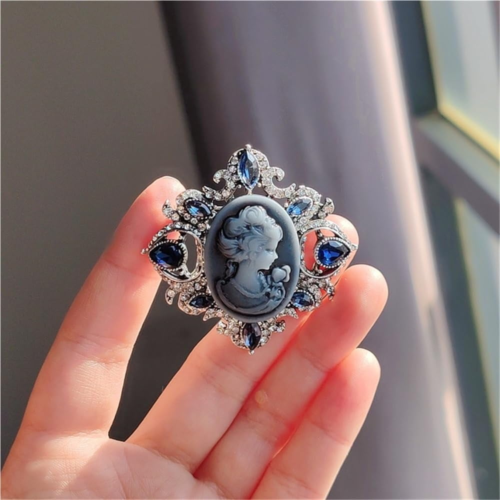 DYFUHO Lady Goddess Cameo Rhinestone Brooch Queen Cameo Lapel Brooch ...
