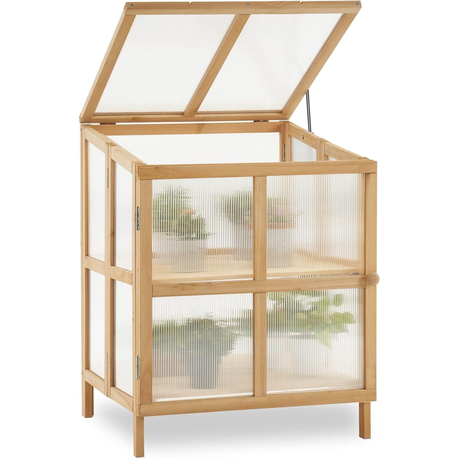 DYJP 2 Tier Foldable Cold Frame Greenhouse, Portable Wooden Greenhouse ...