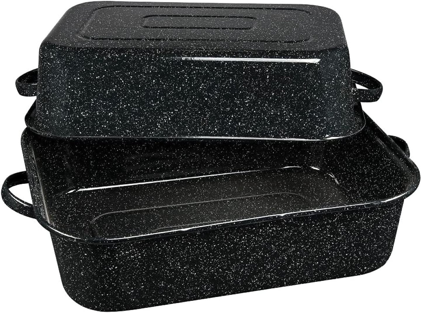 DYJP 21 in Oven Rectangular Roaster with lid. (Speckled Black ...