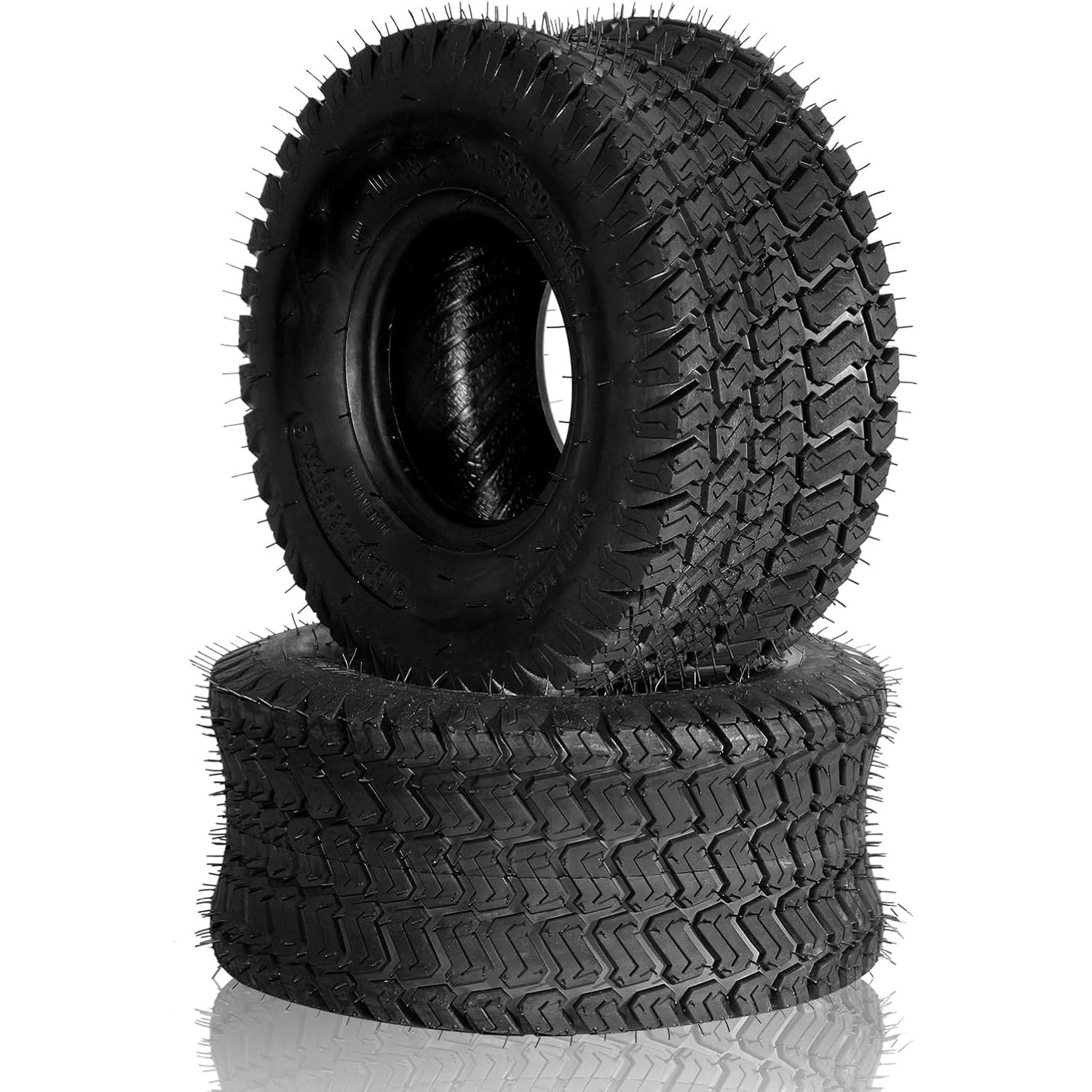 DYJP 2pc Lawn Mower Tractor Cart Turf Tires 15x6.00-6 Turf Master Tread ...