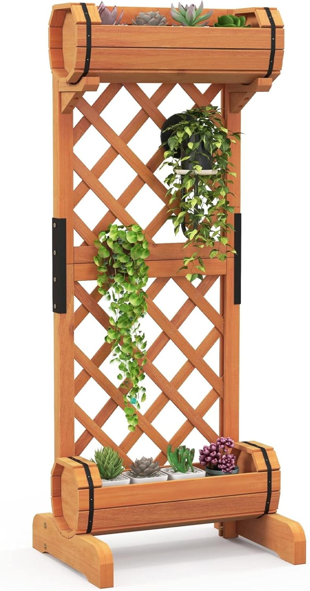 DYJP Raised Garden Bed with Trellis, Removable Planter Boxes with 2 ...