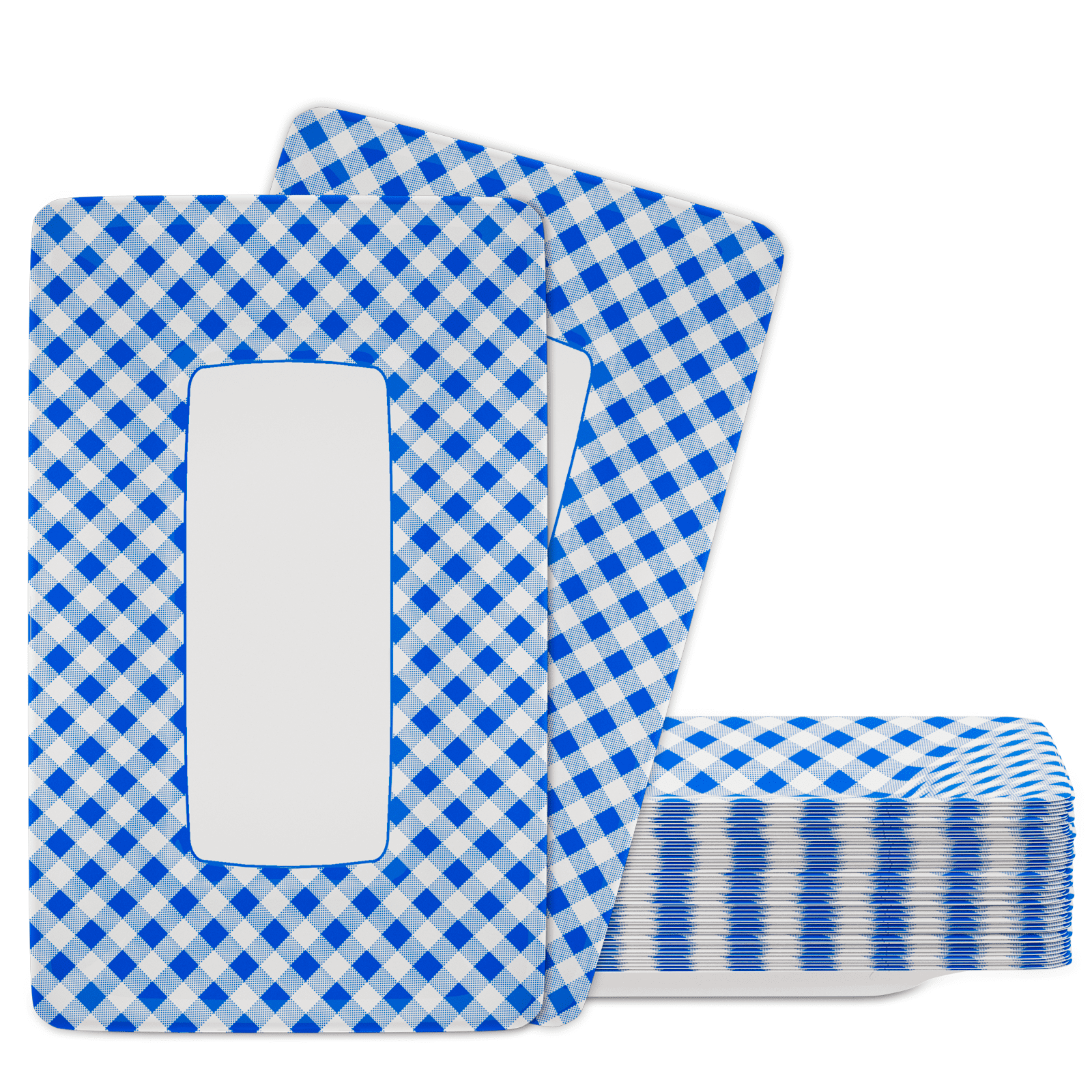 DYLIVeS 50 Count Blue Checkered plates Party Paper Plates, Gingham ...