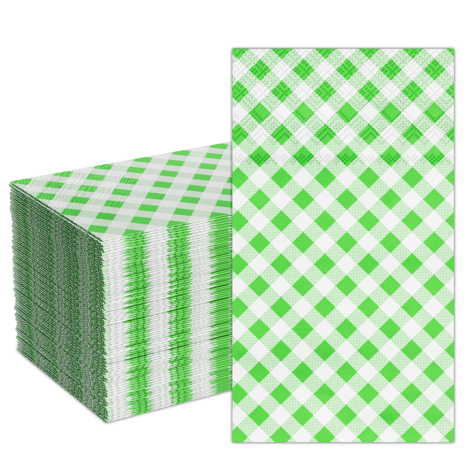 DYLIVeS 80-Count Green & White Plaid Gingham Guest Napkins, Disposable ...