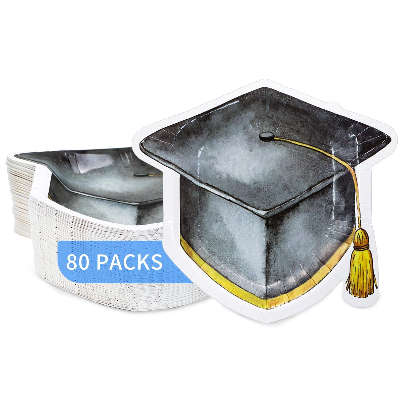 DYLIVeS Graduation Party Supplies, MMF7 Dispoable Plates 80 Count Grad ...