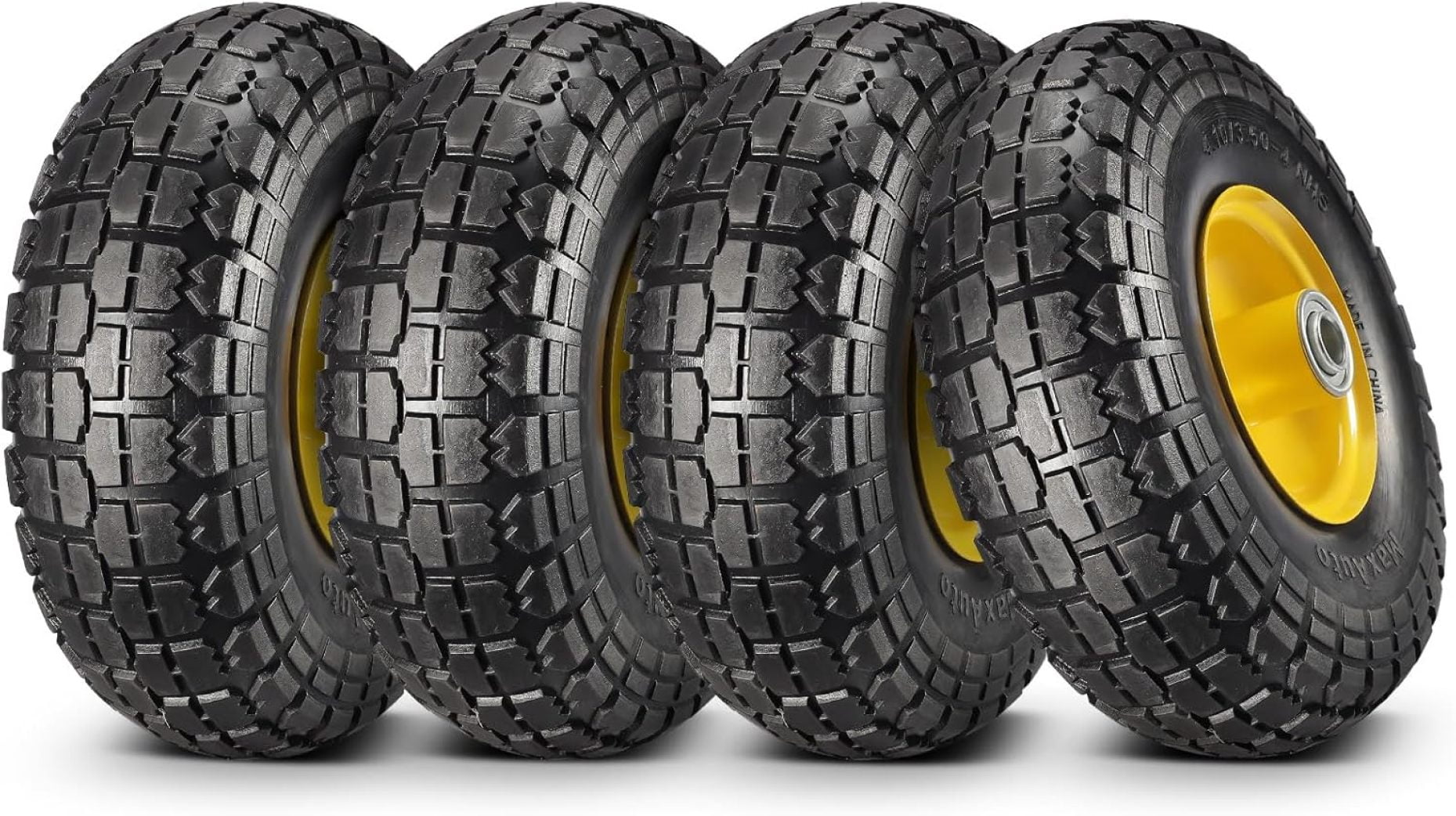 DYLP 10" Flat Free Tires Solid Rubber Tyre Wheels 4.10/3.50-4 Air Less ...