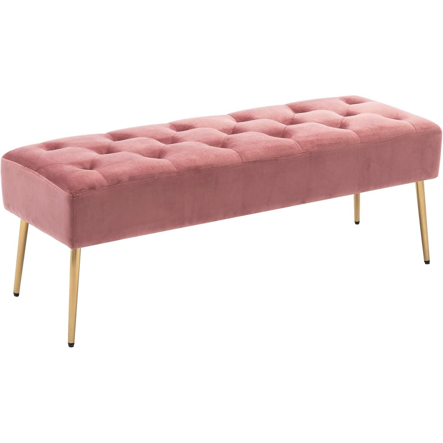 DYLP Modern Velvet Ottoman Bench, Button-Tufted Upholstered Bedroom ...