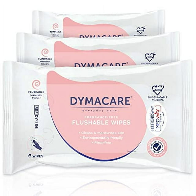 DYMACARE Adult Unscented Biodegradable Flushable Wet Wipes, Body Cleansing 3 Packs - Walmart.com