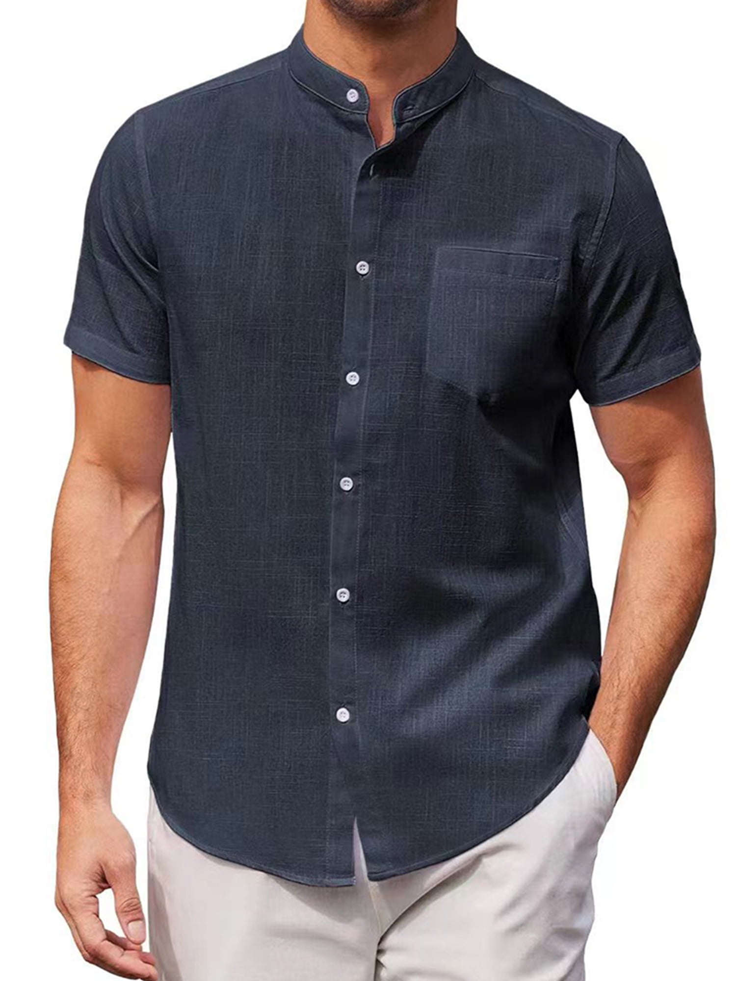 DYMADE Men Office Work Short Sleeve Casual Button Shirts - Walmart.com