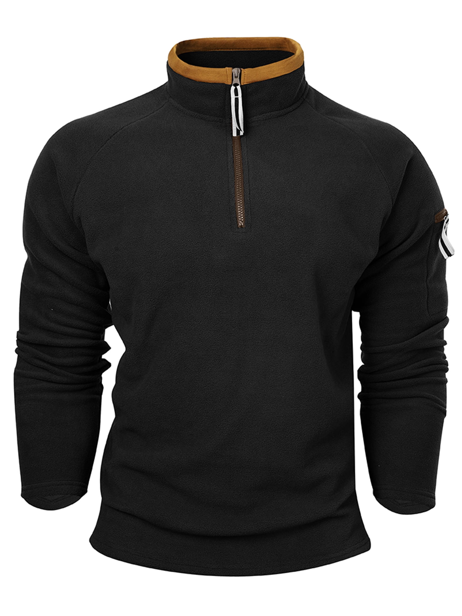 DYMADE Men's Fleece Colorblock Long Sleeve Stand-Up Collar Zipper Sports Pullover Sweatshirts ...