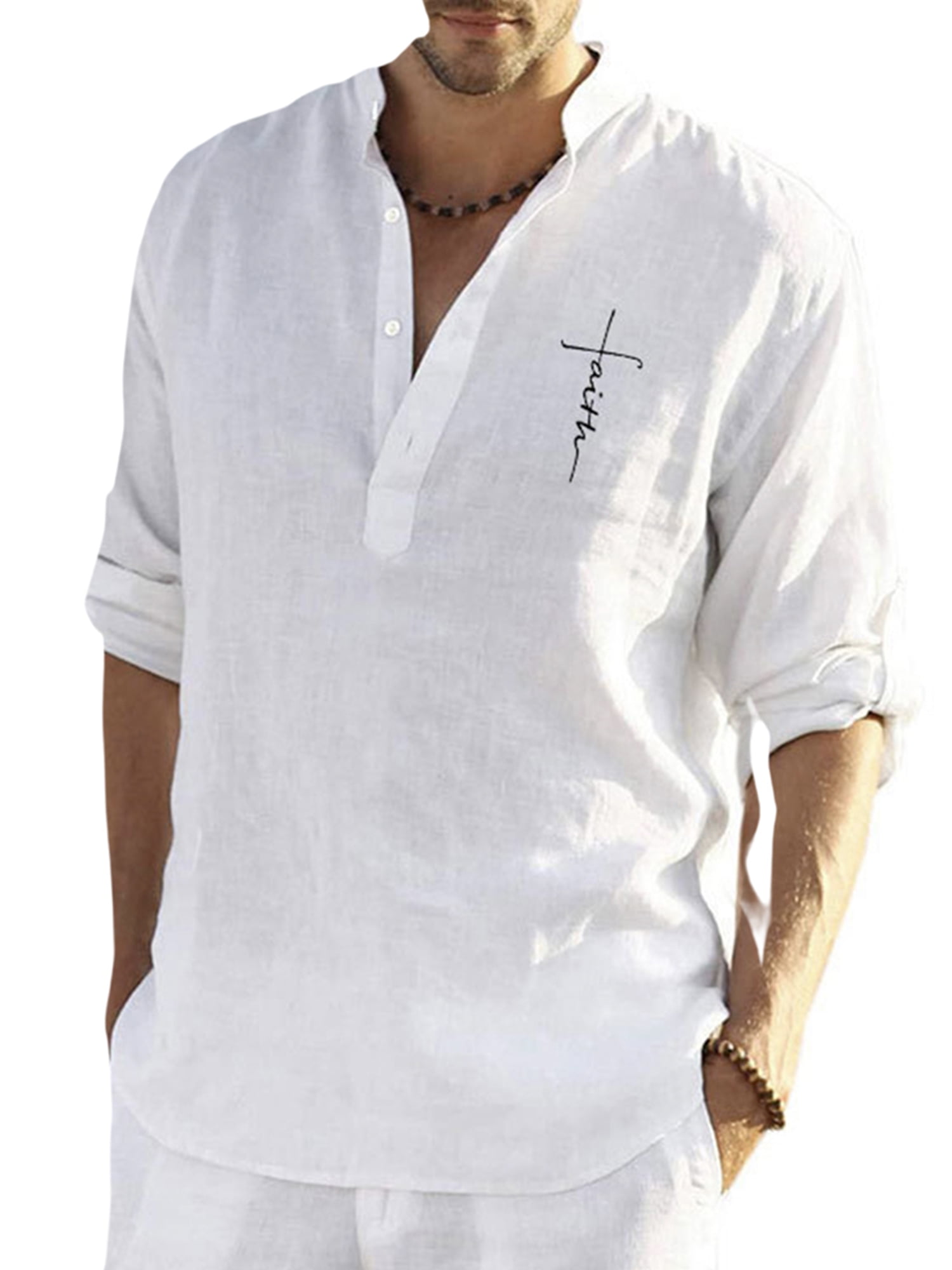 DYMADE Men's Summer Tops Turn-down Collar Short Sleeve Button Solid ...
