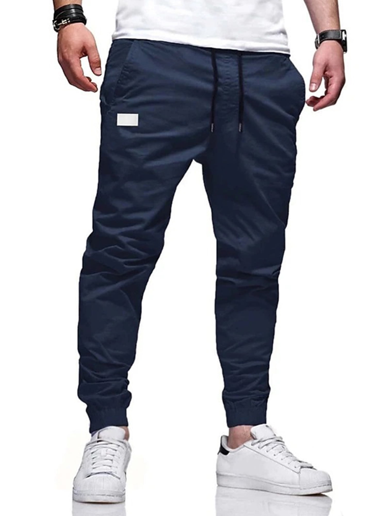 DYMADE Mens Bermuda Trousers Spliced Elastic Waist Jogger Cargo Pant ...