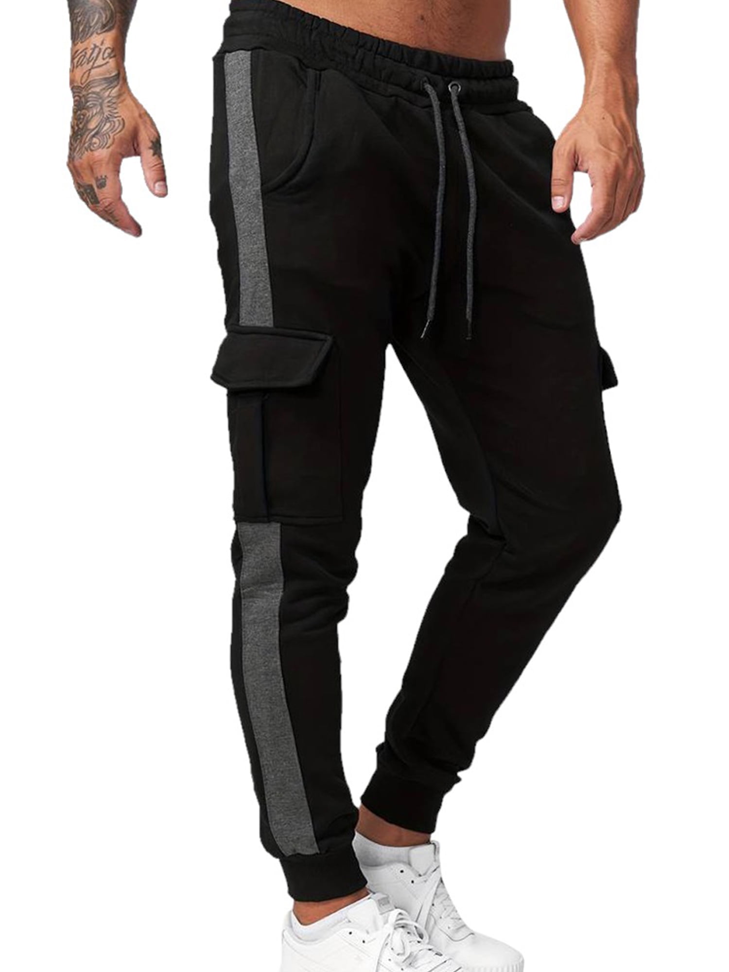 DYMADE Mens Sweatpants Activewear Plush Colorblock Spliced Elastic ...