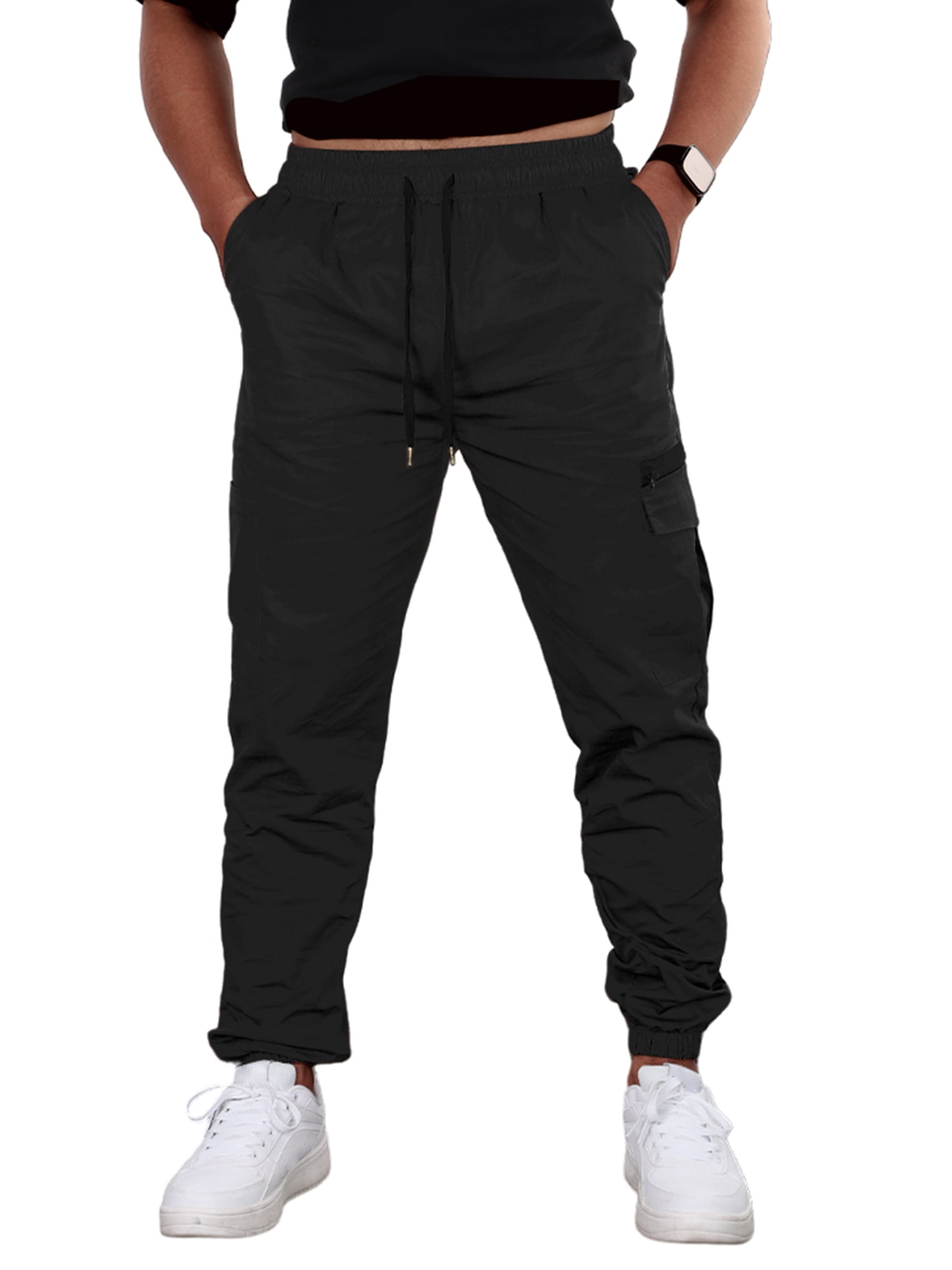 DYMADE Mens Workwear Pantaloons Solid Color Mid Waist Multi-Pocket ...