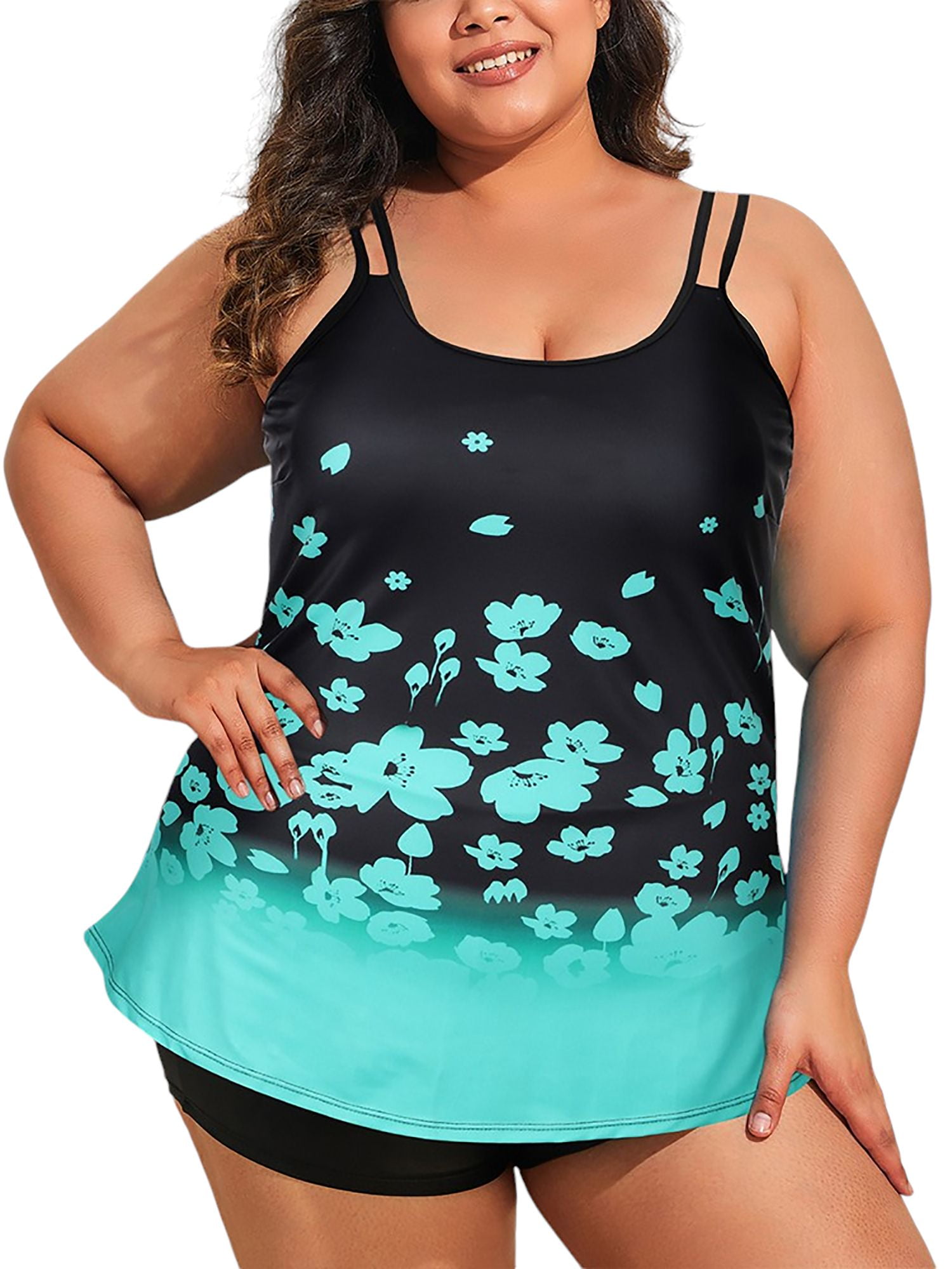 DYMADE Women's Polyester Tankini Swimwear, 2-Piece Set, Size 2XL ...