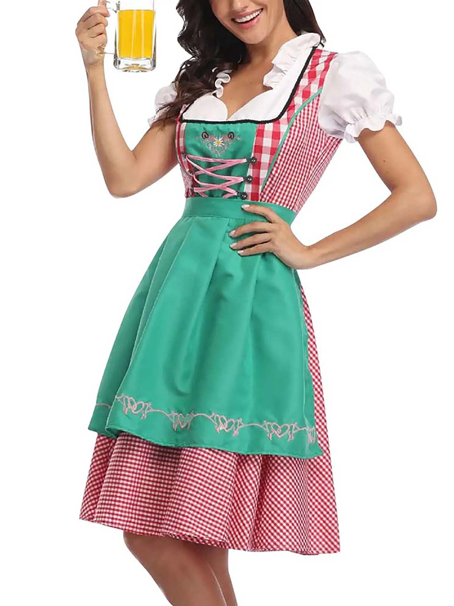DYMADE Womens Oktoberfest Bavarian Beer Servant Costume Drindl Tavern ...
