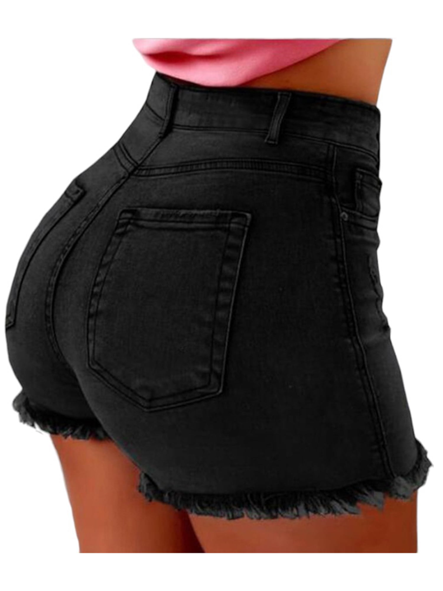 DYMADE Womens Street Style Cowboy Mid Waist Pockets Demin Jeans Shorts ...