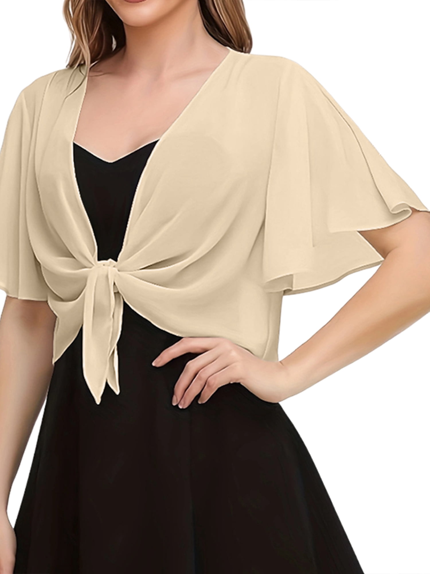 DYMADE Womens Summer Chiffon Sheer Short Sleeve Lace Up Tie-Front ...