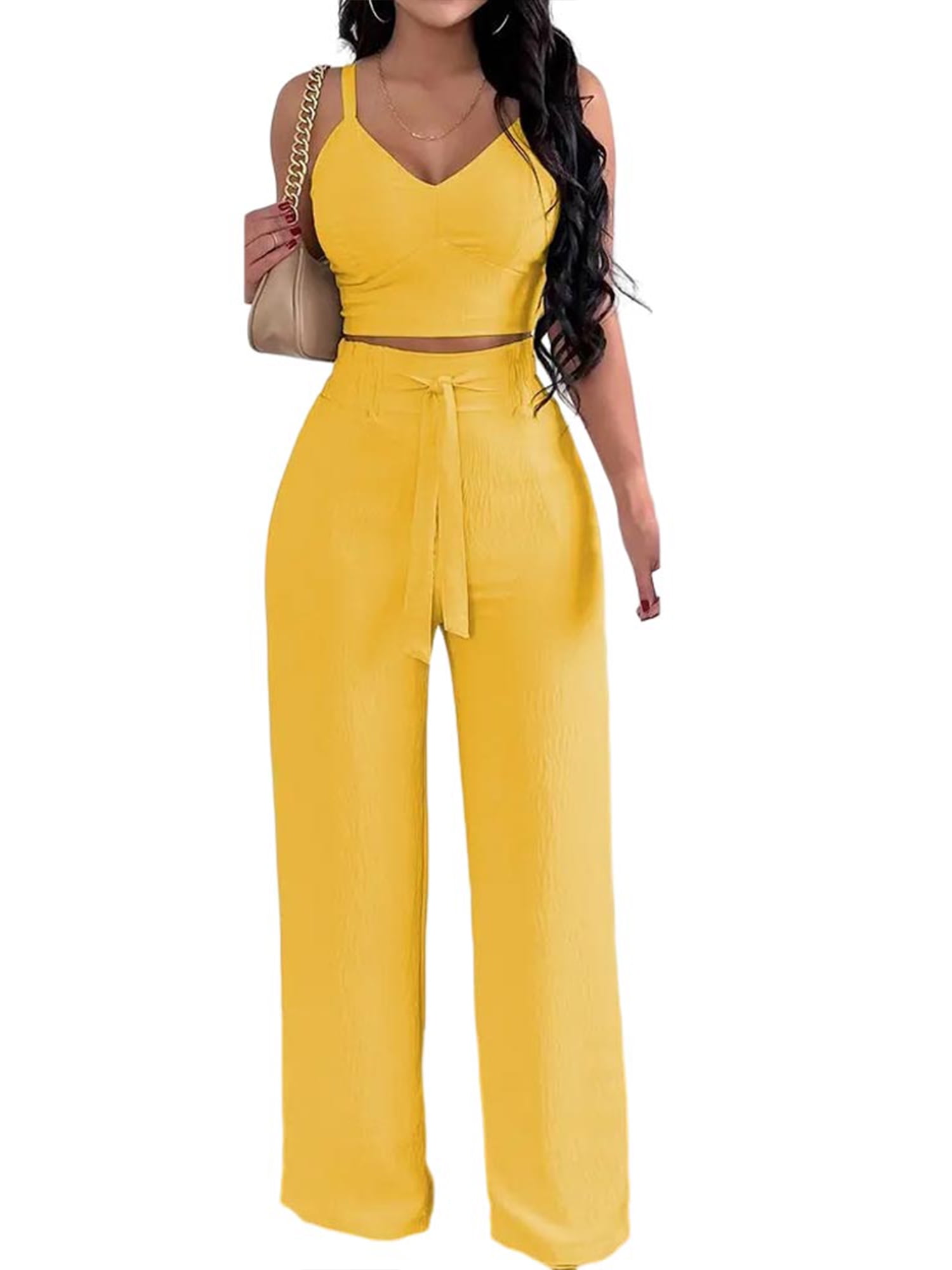 DYMADE Womens Summer Office Ladies Outfits Elegant Solid Color Fashion ...