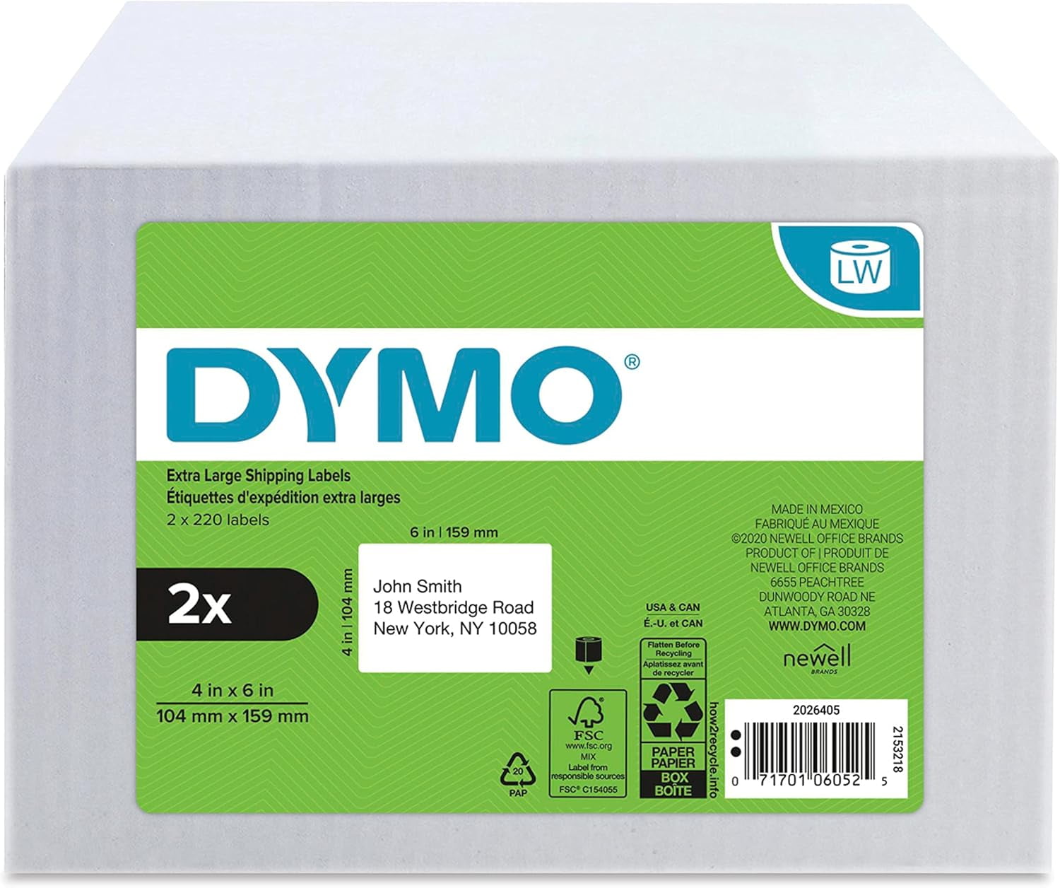 DYMO Authentic LW Extra-Large Shipping Labels for LabelWriter Label ...