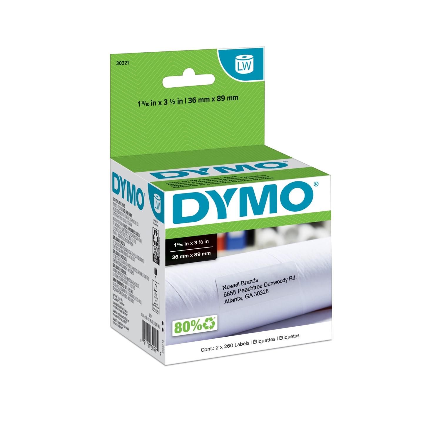 DYMO LabelWriter Large Mailing Address Labels, White, 1-4/10'' x 3-1/2 ...