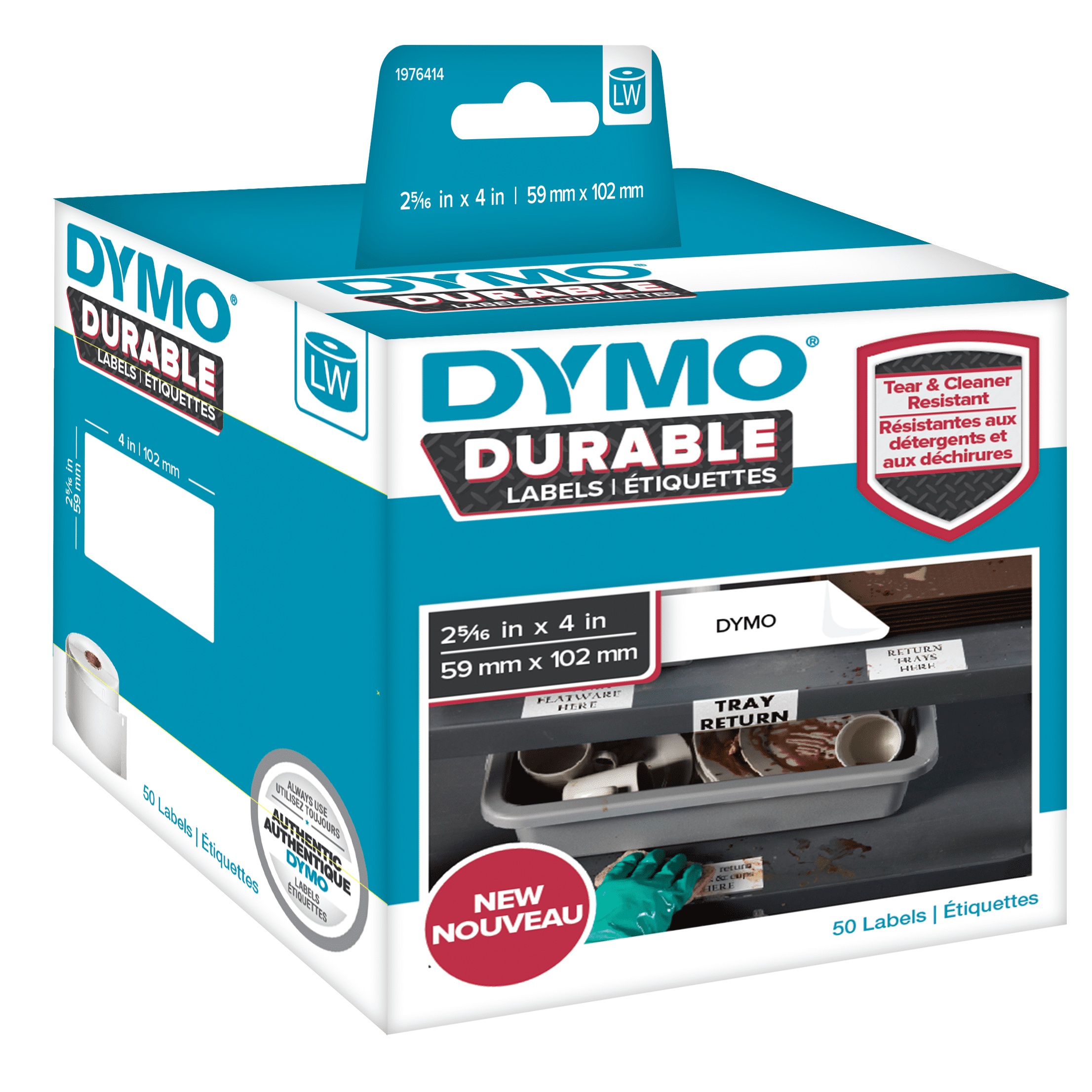 DYMO LW Durable Labels for LabelWriter Label Printers, White Poly, 2-5/ ...