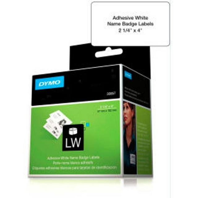 DYMO LW Name Badge Labels 2 1-4" x 4" Black on White 30857 GLO-B1403844 ...