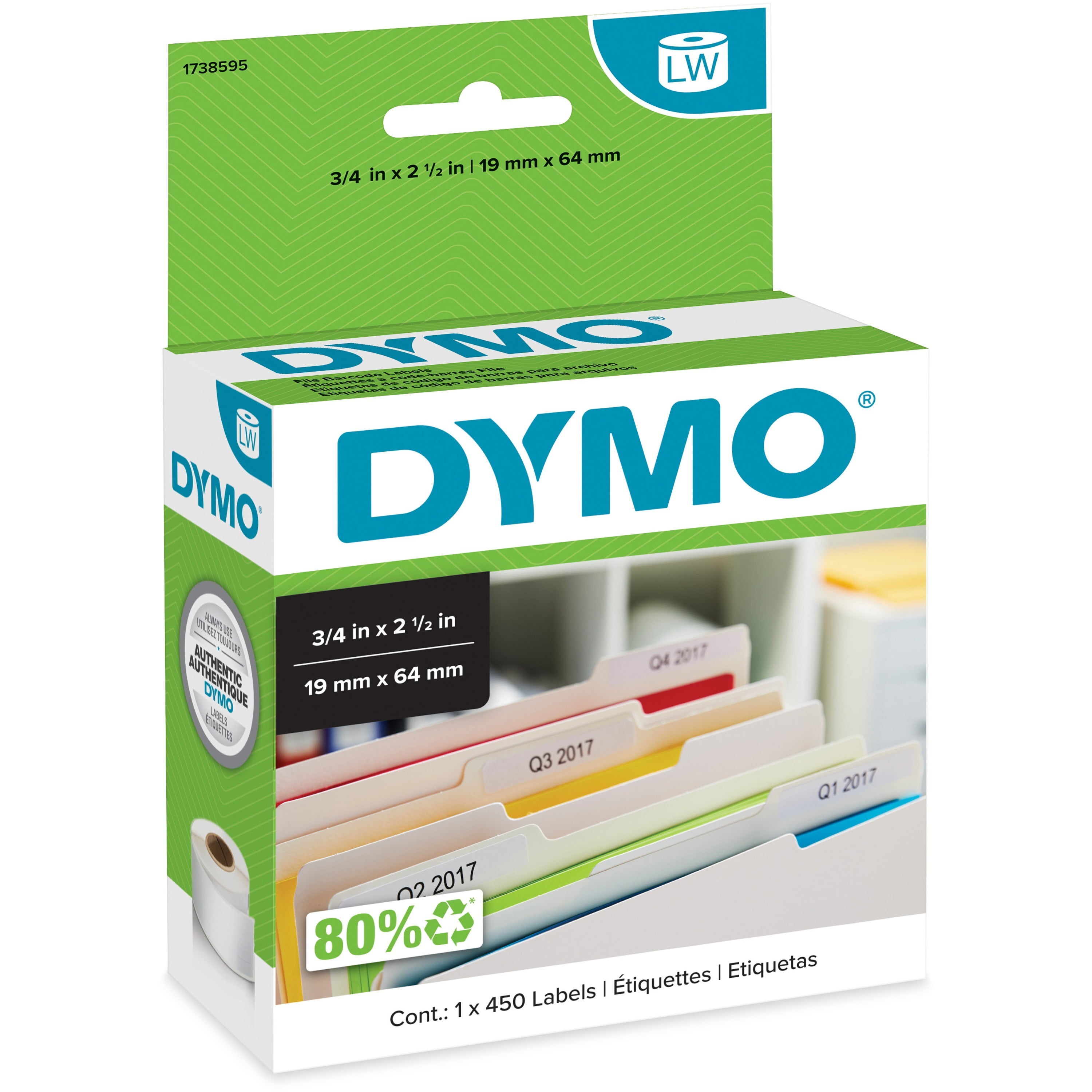 DYMO LabelWriter Bar Code Labels, 3/4 x 2 1/2, White, 450 Labels/Roll ...