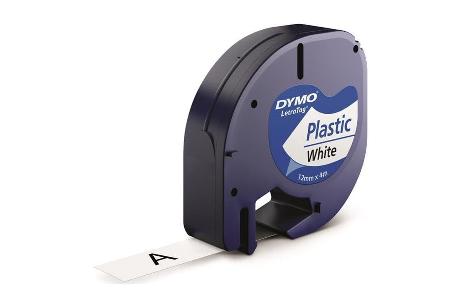 DYMO Letratag Plastic Tape, Self Adhesive, 12 Mm X 4 M Roll, Black ...