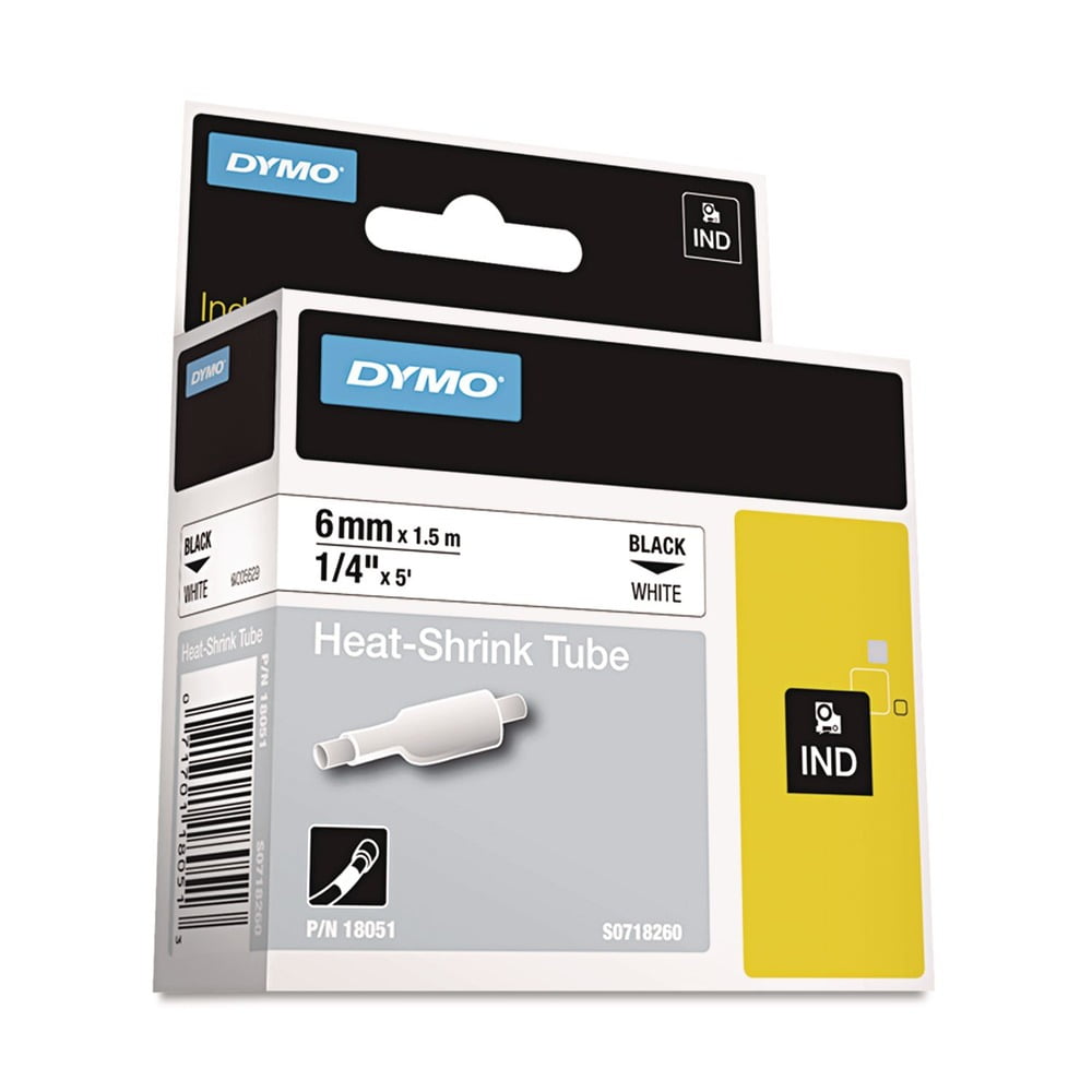 DYMO Rhino Industrial Heat-Shrink Labels, 1/4" Tube, Black Print on ...
