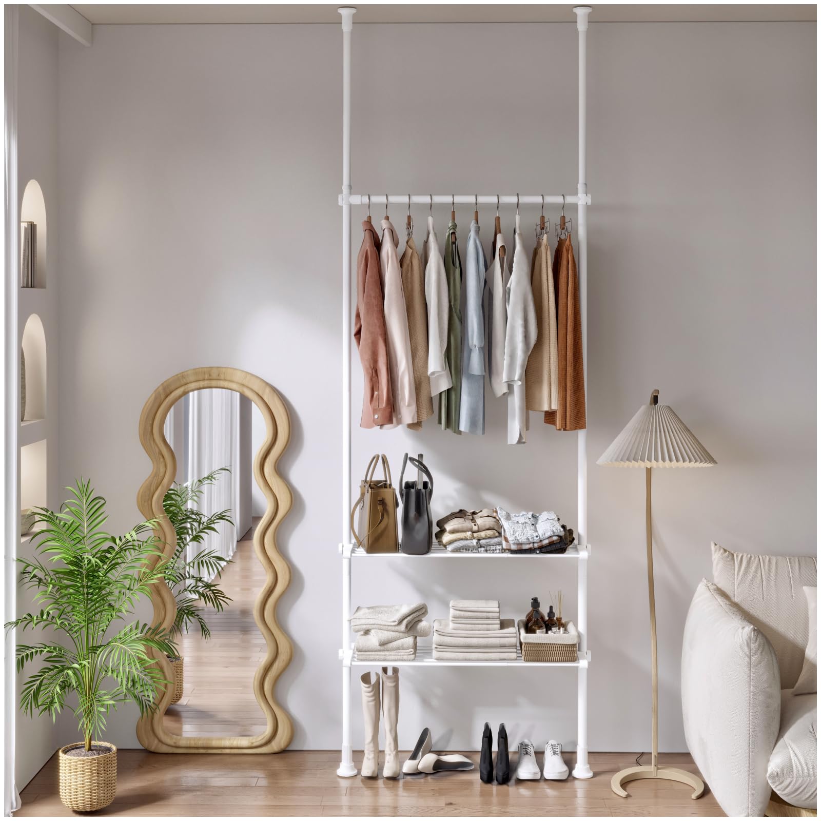 DYN Ptah Floor to Ceiling Adjustble Garment Rack, Heavy Duty Clothes ...