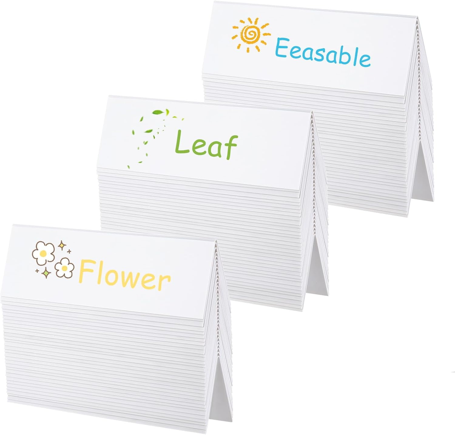 DYNAMI 100 Pack Reusable Name Tent Cards,Acrylic Porcelain Whiteboard ...