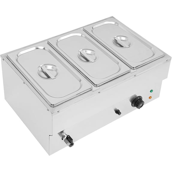 DYNAMI 110V Commercial Buffet Food Warmer,Large 3 Pan Stainless Steel ...