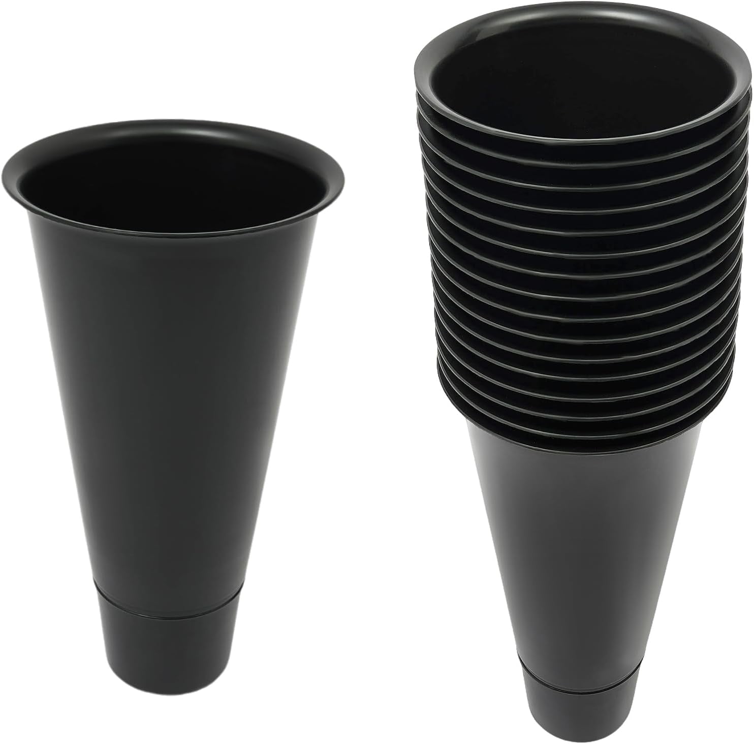DYNAMI 16 Pcs Black Plastic Flower Buckets,Coniform Flower Display ...