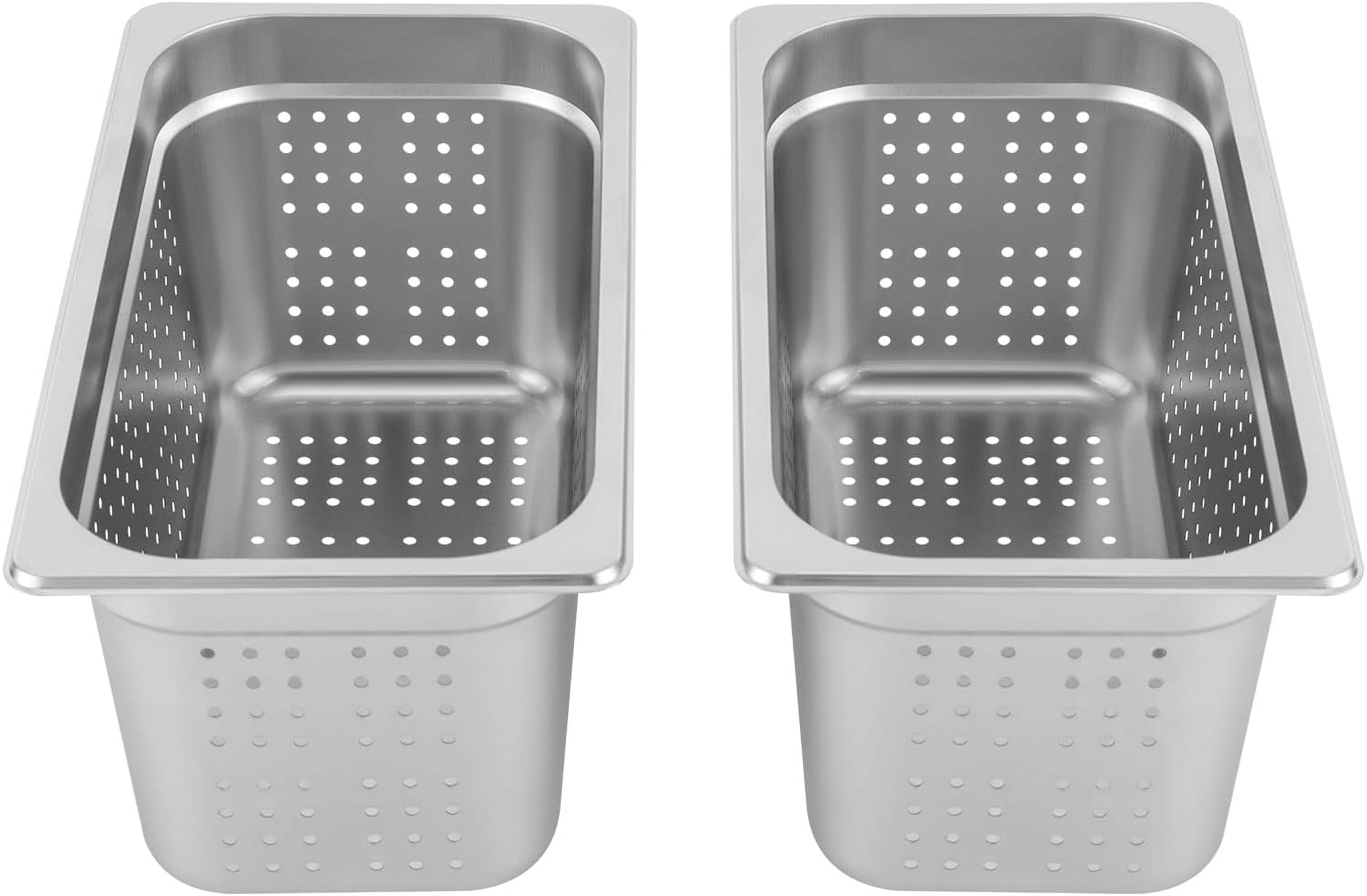 DYNAMI 2-Pack 1/3 Size 6" Deep Perforated Stainless Steel Steam Table ...