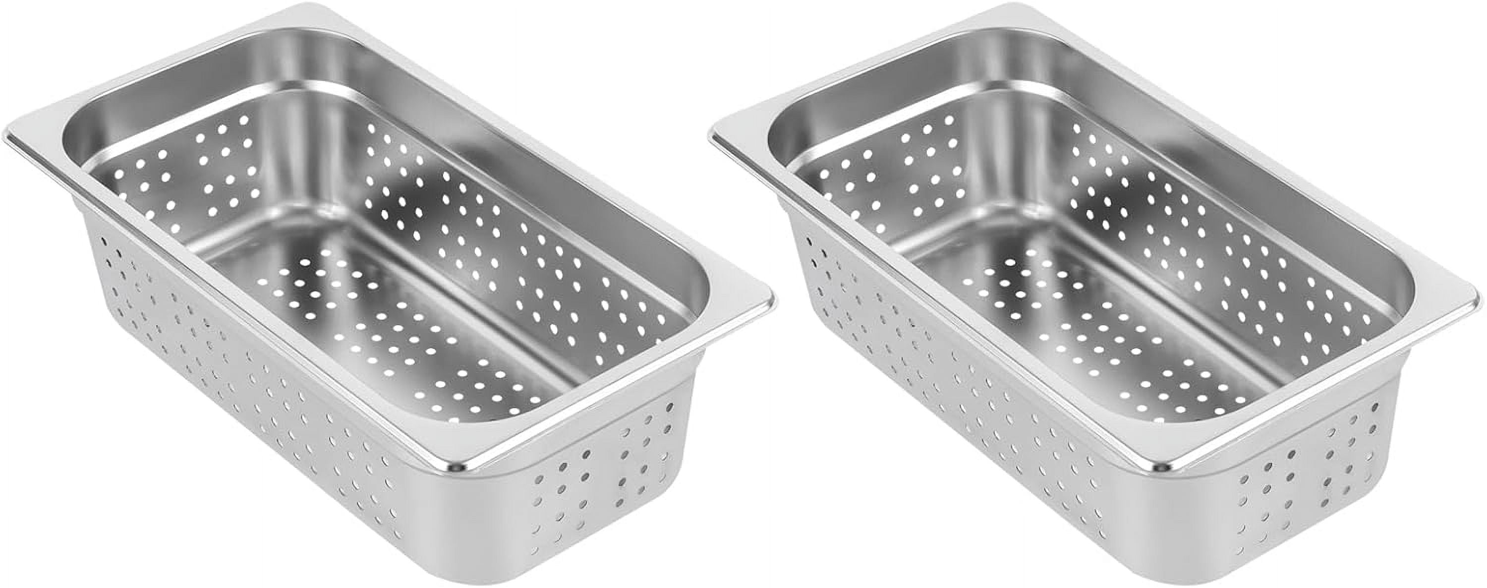DYNAMI 2-Pack Anti-Jam Perforated Stainless Steel Steam Table Pan, 1/3 ...