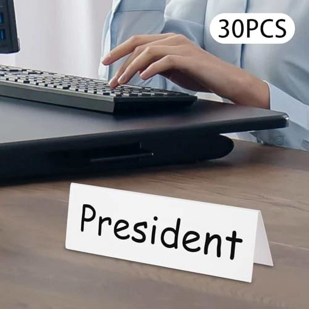 DYNAMI 30 Pack Reusable Name Tent Cards,Acrylic Porcelain Whiteboard ...