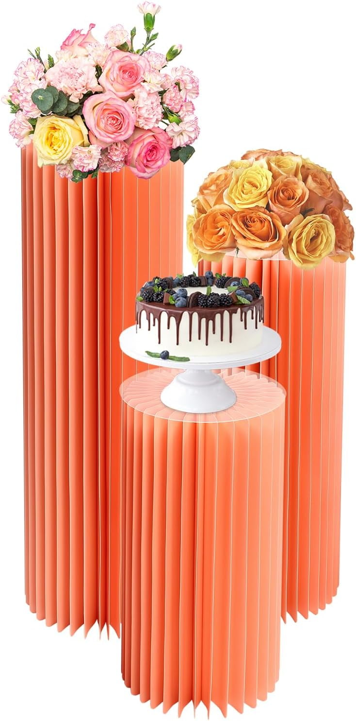 DYNAMI 3Pcs Cylinder Pedestal Stands for Parties,Foldable Cardboard ...